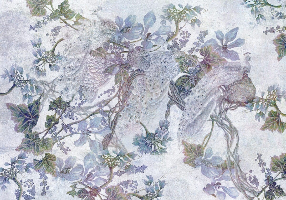 Tapeta Peacock Branch Blue - LeChart